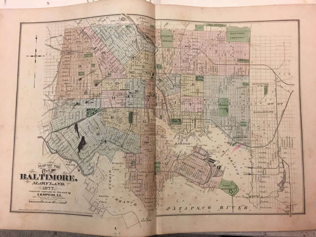 Antique Map: City of Baltimore; Baltimore County, Maryland , 1877, GM ...