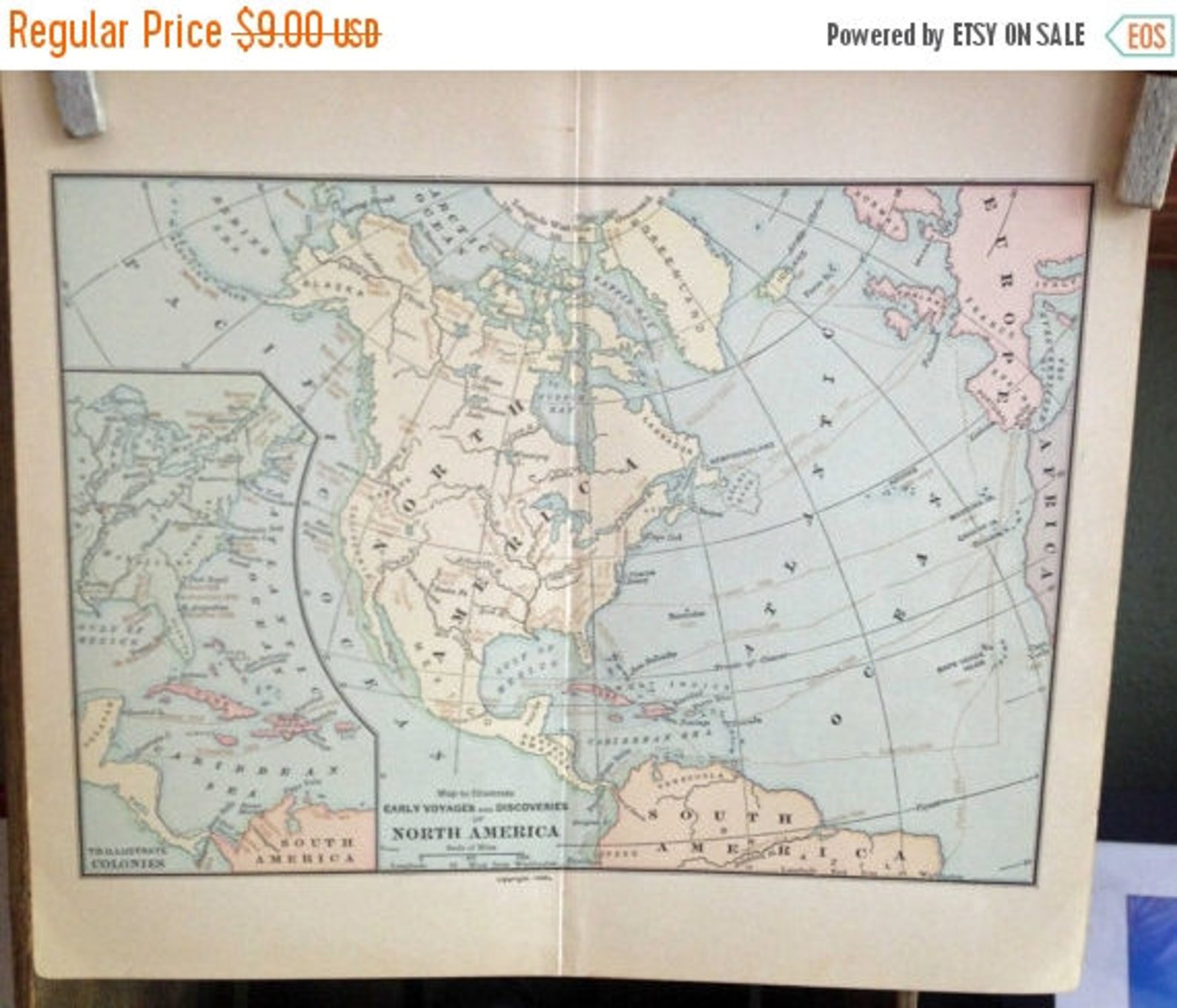 1885 map to Illustrate Early Voyages and Discoveries of - Etsy