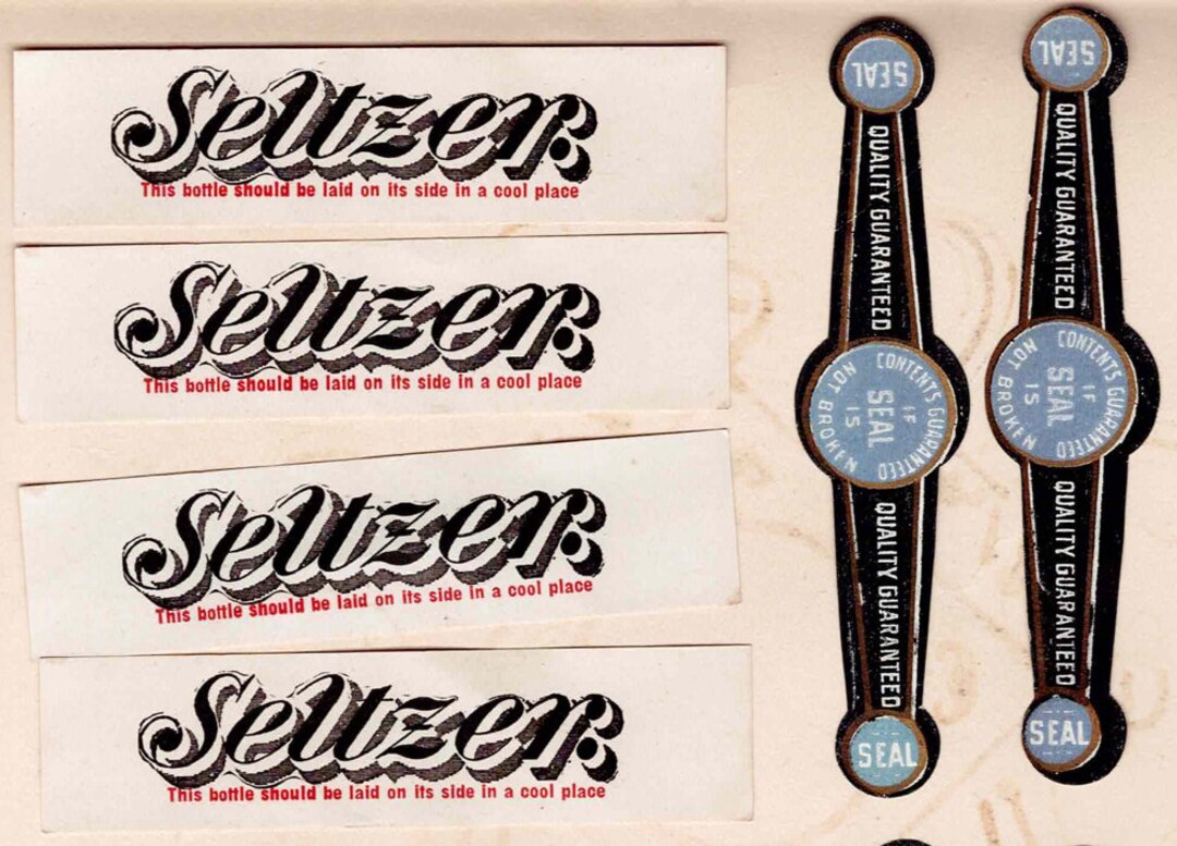1930s Seltzer Bottle Labels - Antique Originals - Not Reprints - Etsy