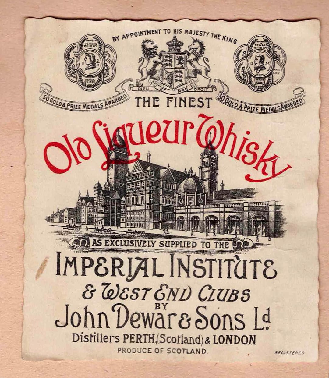 John Dewar & Sons "old Liqeur Whiskey" - 1920s Rare Liquor Labels ...