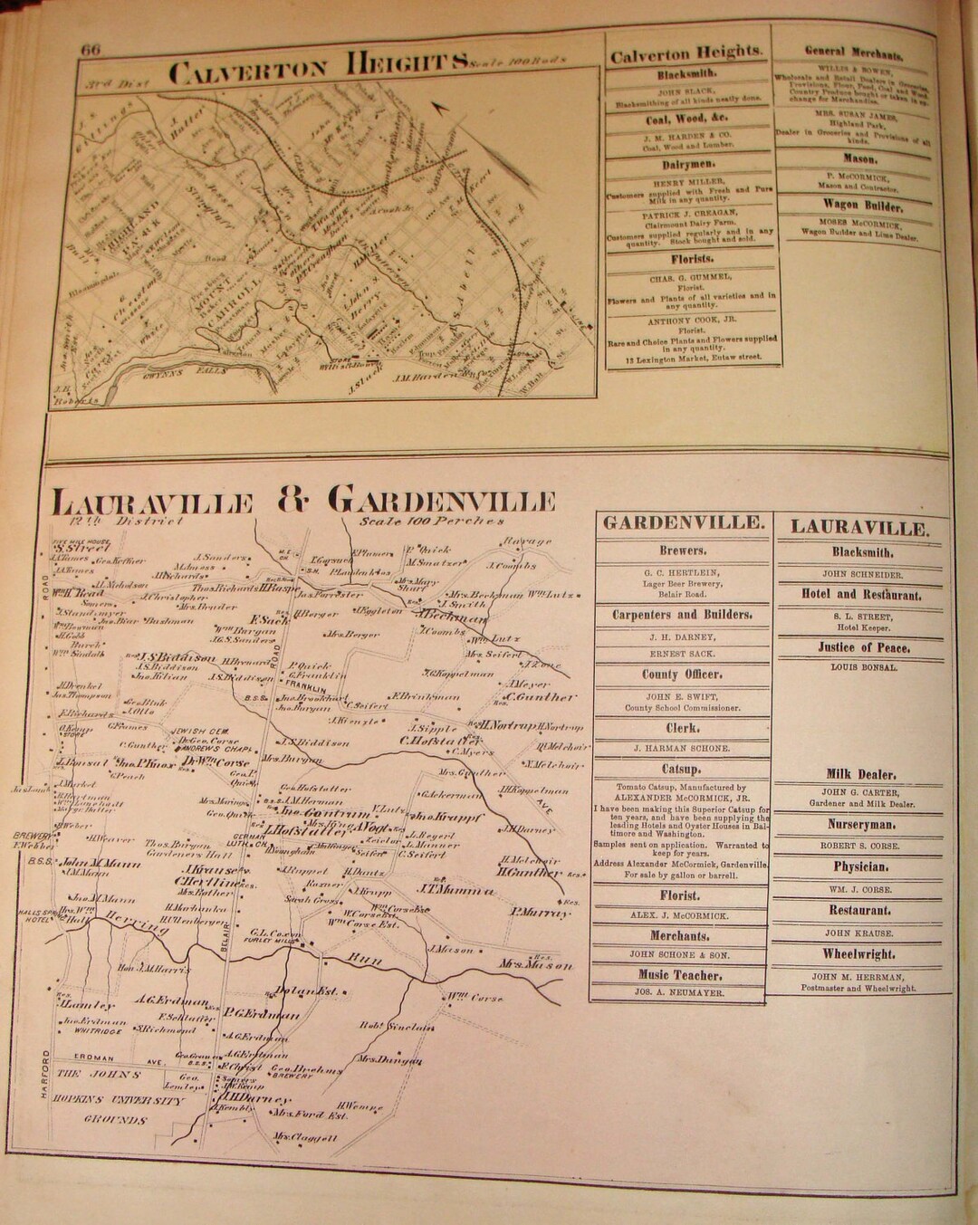 Antique Map of Calverton Heights and Map of Lauraville/gardenville From ...