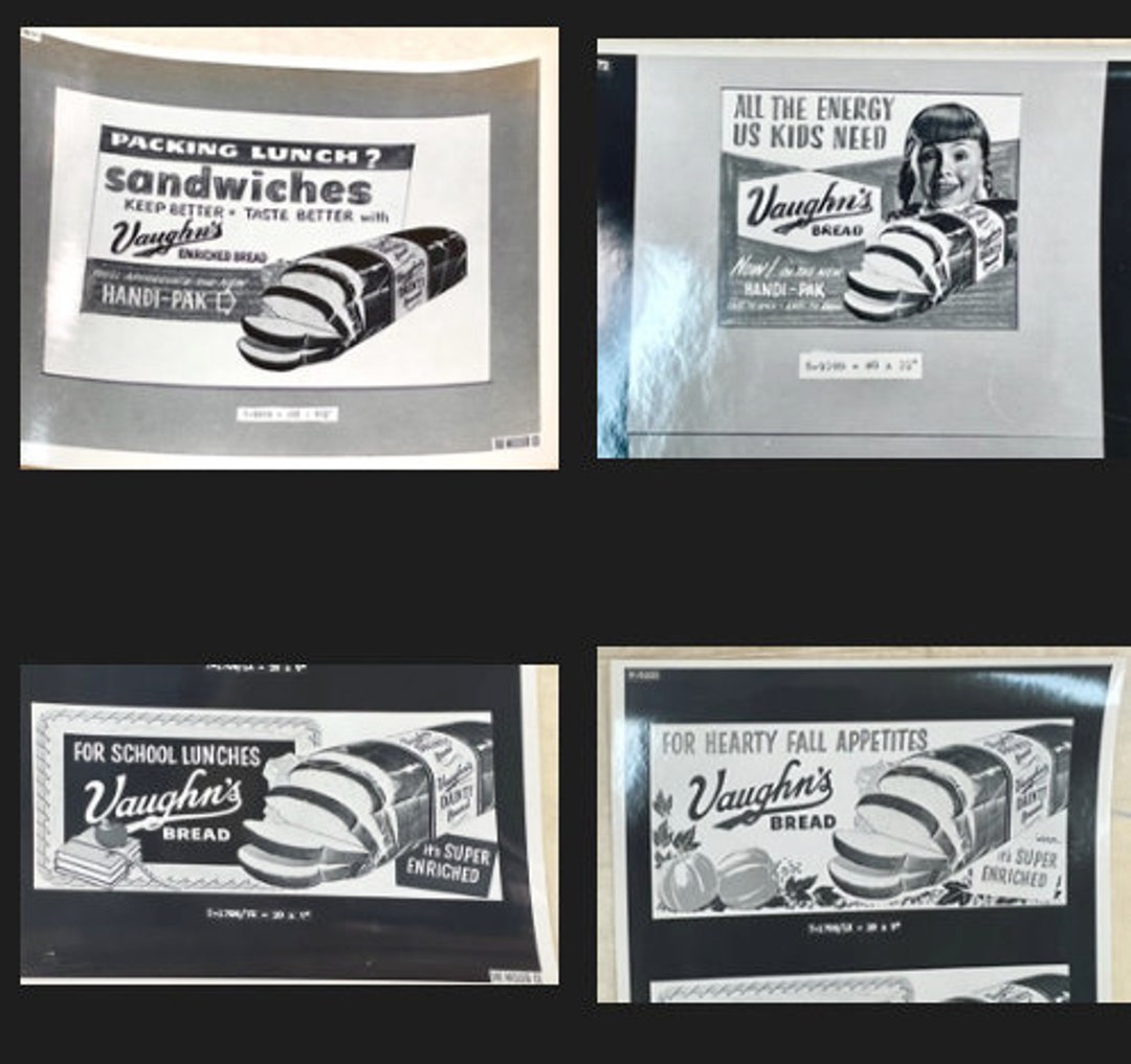 1960s Original Vintage Vaughn's Bread Advertising Photographs Various ...