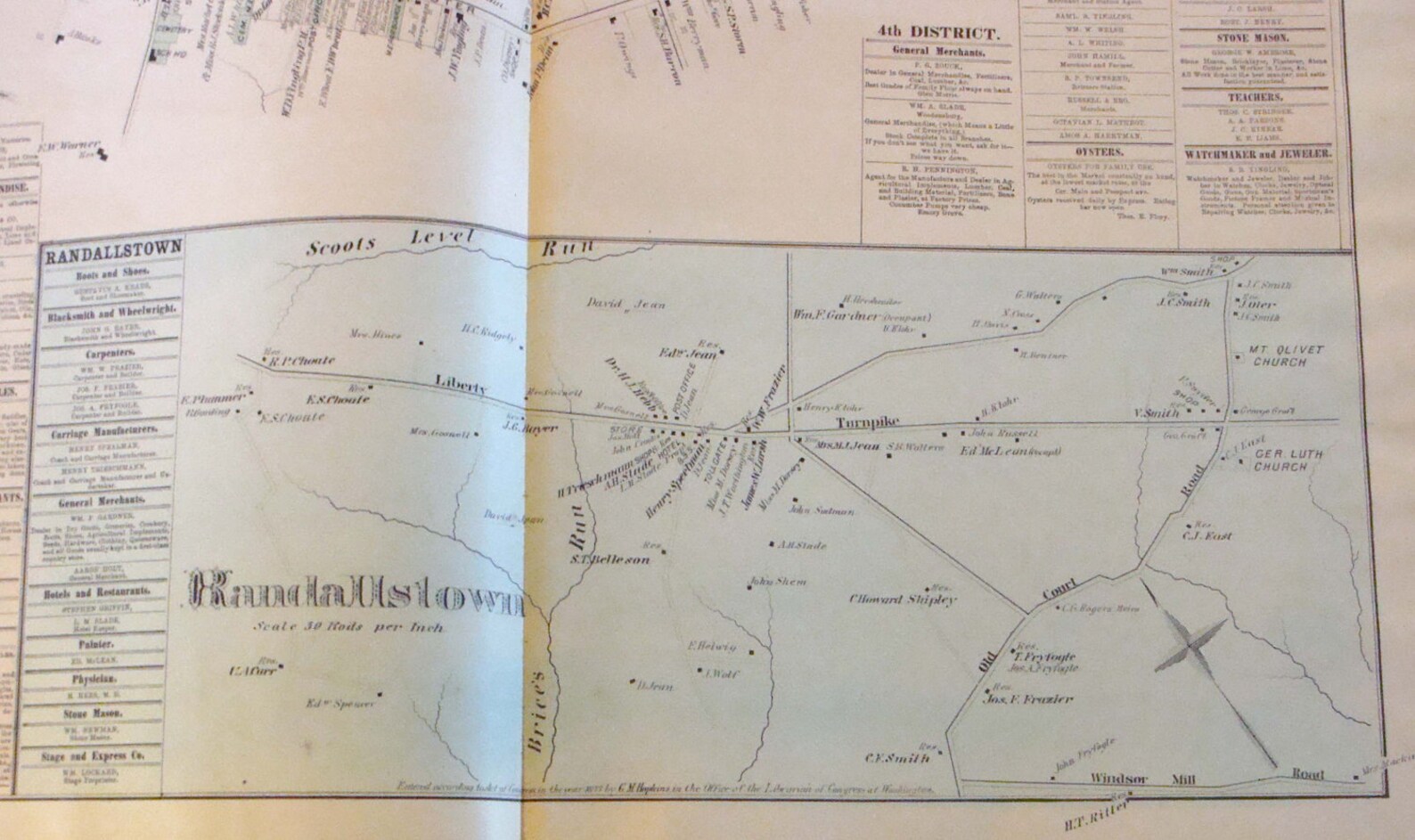 Antique Map of Reisterstown & Randallstown From GM Hopkins' 1877 Atlas ...