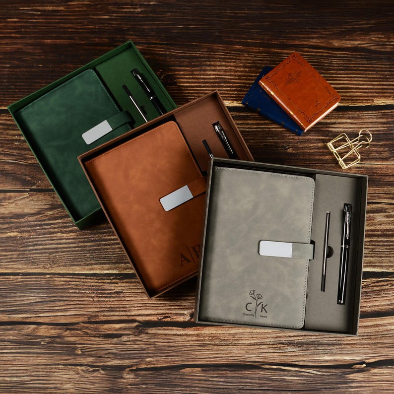 Custom Leather Journal Set,personalized Leather Notebook ,personalised ...