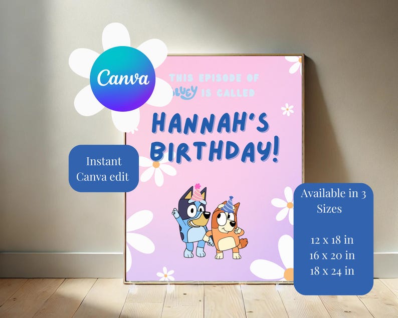 Bluey Birthday Welcome Sign Birthday Bluey Party Poster Bluey Sign ...