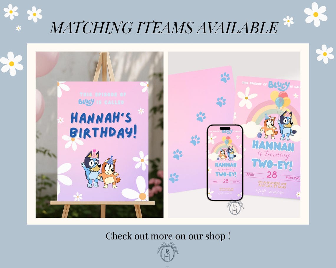 Bluey Birthday Welcome Sign Birthday Bluey Party Poster Bluey Sign ...