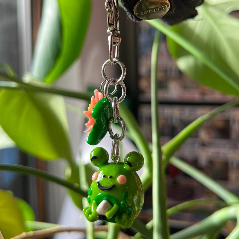Frog Keychain With Onigiri | Hand-made • Made to Order - Etsy