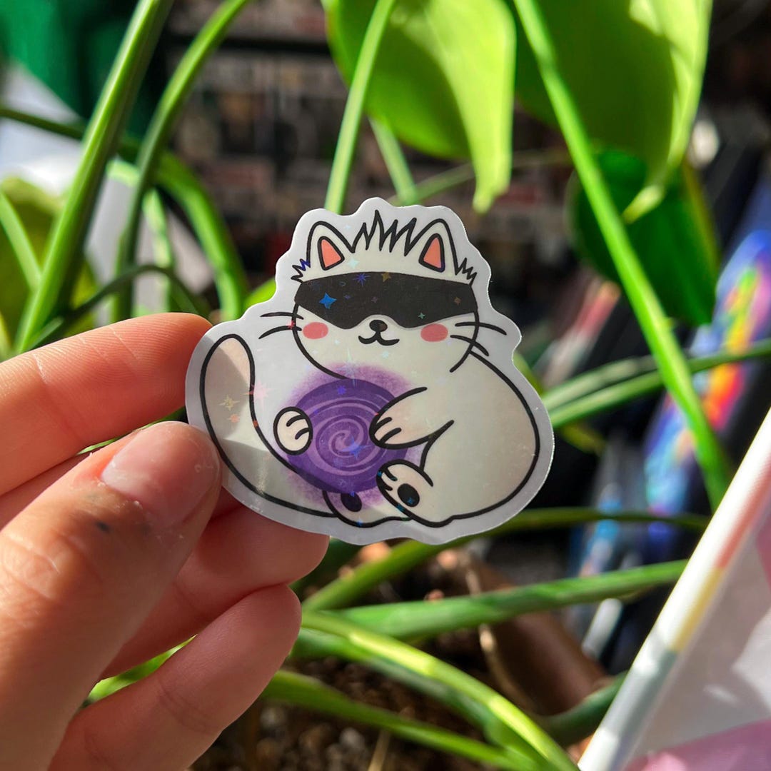 JJK Gojo Cat Sticker With Hollow Purple - Holographic - Etsy