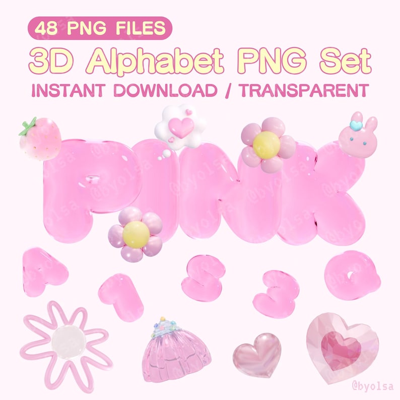 3D Bubble Alphabet PNG Clipart | Kawaii Letters, Numbers, Deco Items ...