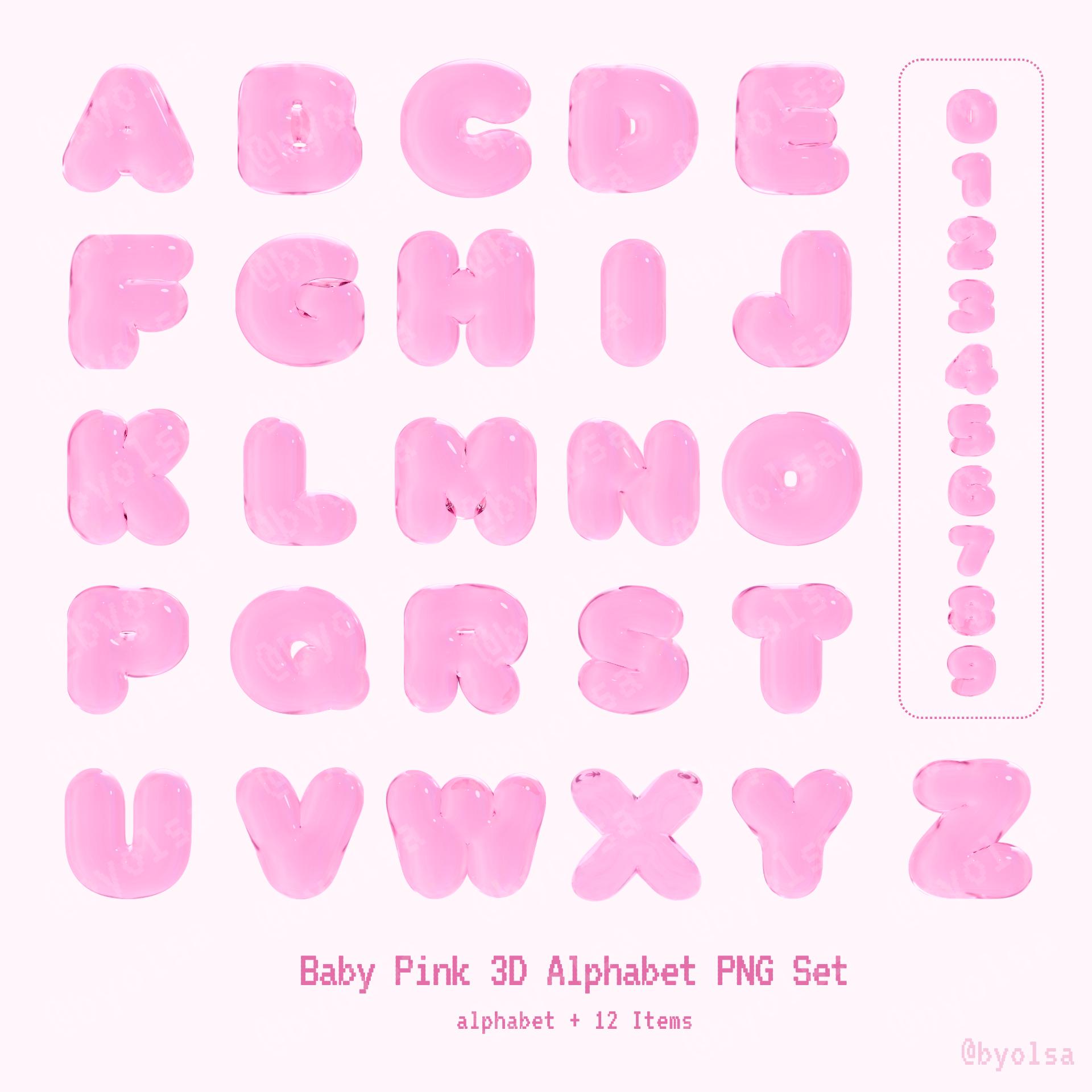 3D Bubble Alphabet PNG Clipart | Kawaii Letters, Numbers, Deco Items ...