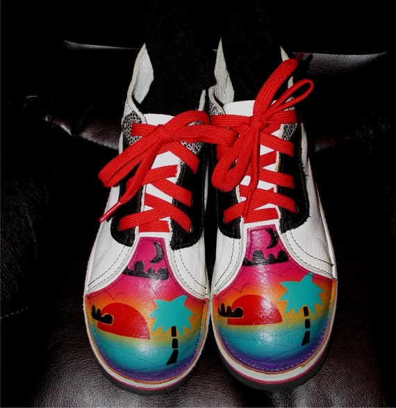 Amazing Unique Airbrushed Painted Vintage Leather Shoes Size 5 - Etsy