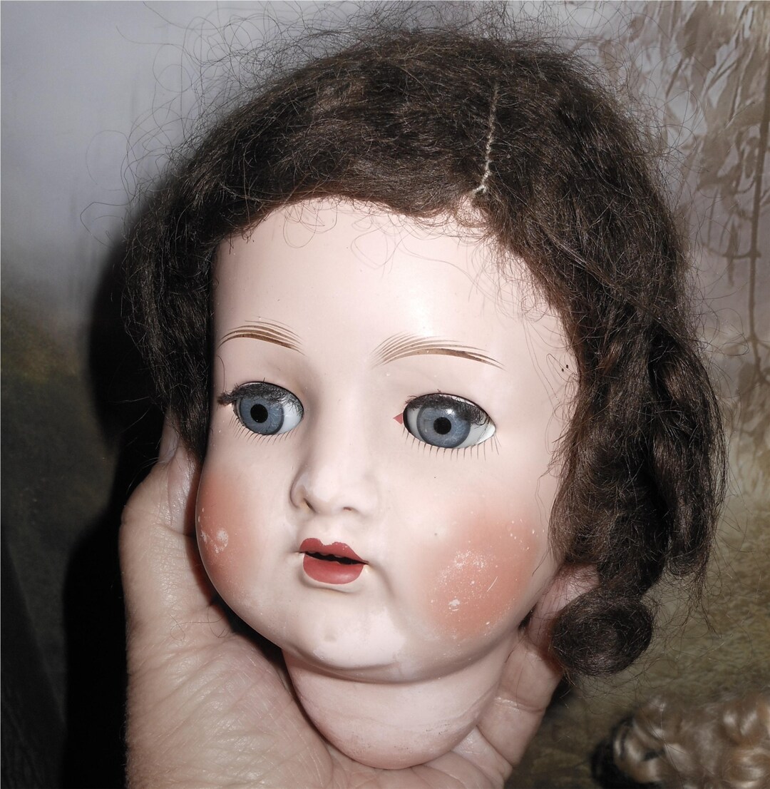 Paper Mache Antique Doll Head With Eyes and Wig - Etsy