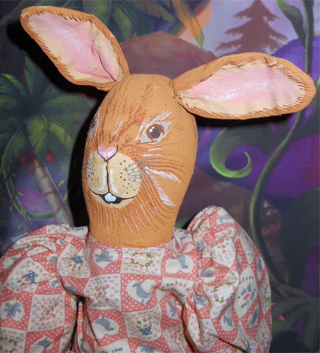 Cloth Bunny Hand Painted Face Primitive Bunny Doll - Etsy