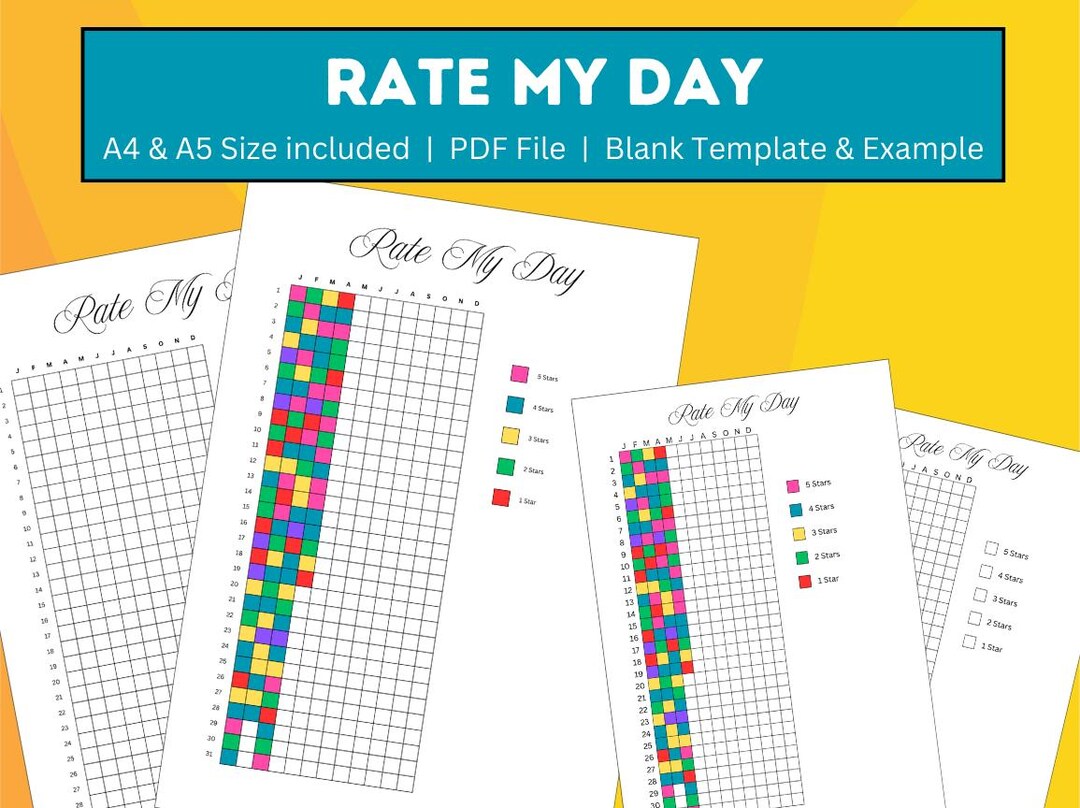 Rate My Day - PRINTABLE Journal Page - Printable Planner Page - Daily ...