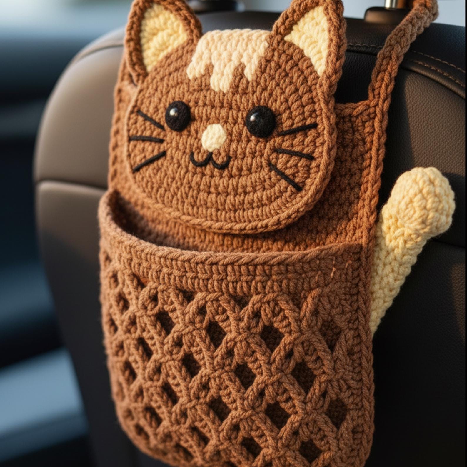 Crochet Cat Car Organizer Pattern | Amigurumi Pocket PDF - Etsy