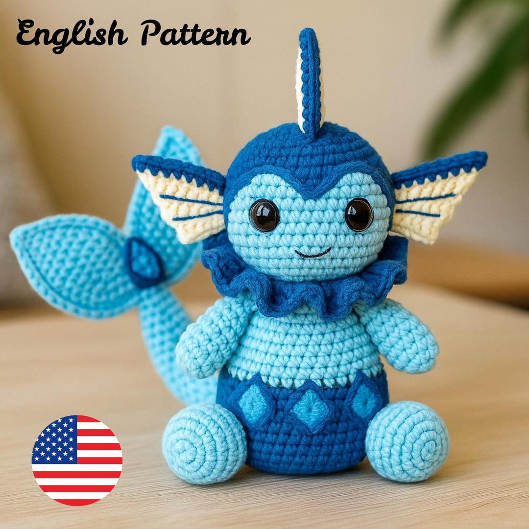 Pokemon Aquaeon Häkelanleitung: Amigurumi Plush PDF (Wasserfuchs ...