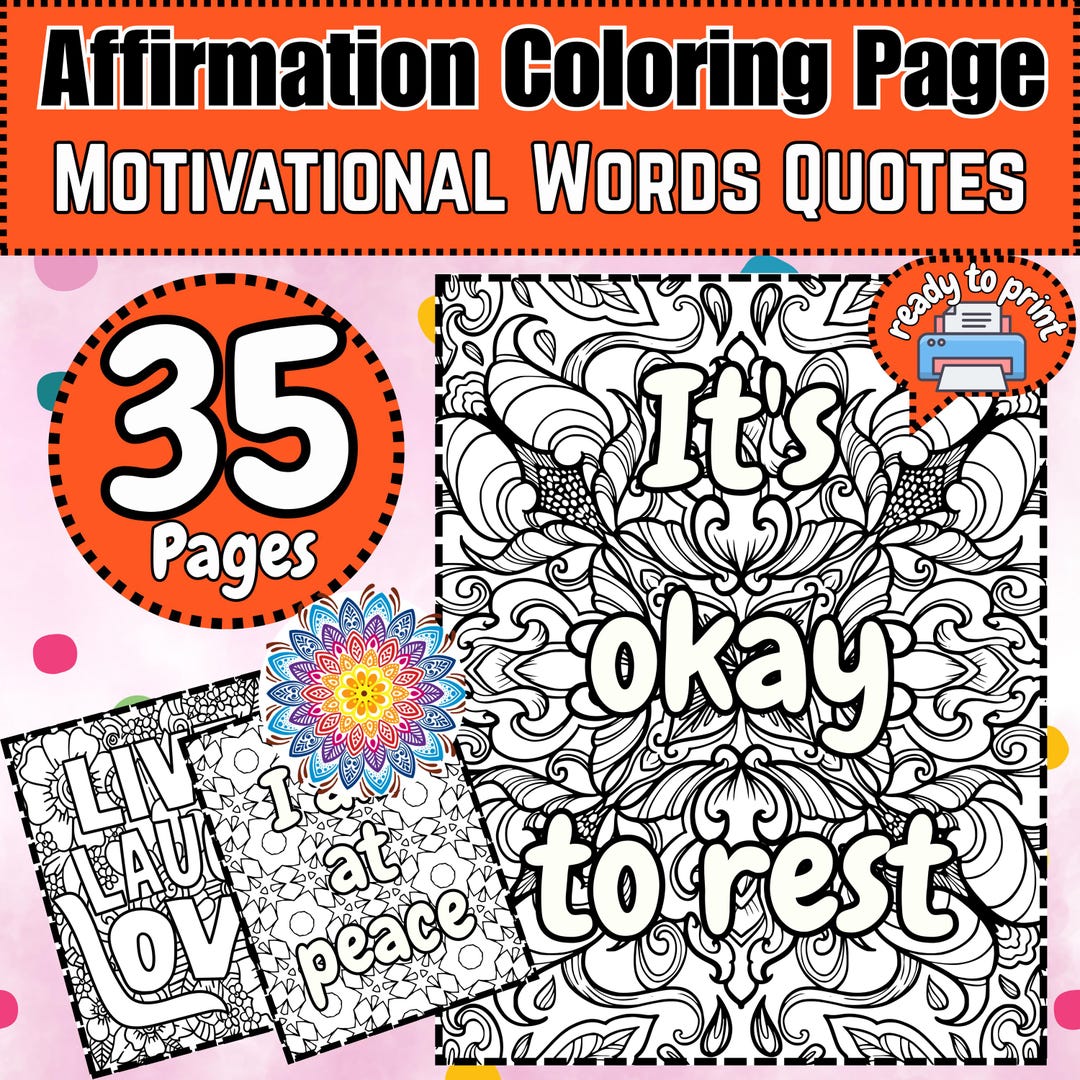 Mental Health Coloring Pages | Self-love & Confidence Quotes | Adult ...