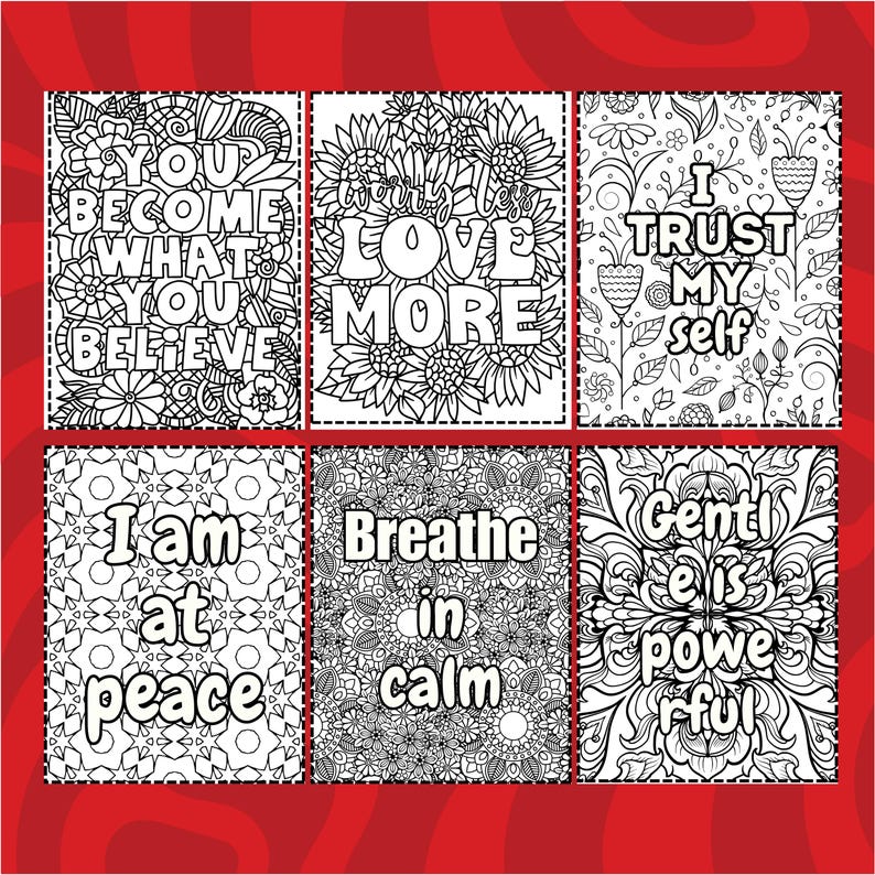 Mental Health Coloring Pages | Self-love & Confidence Quotes | Adult ...