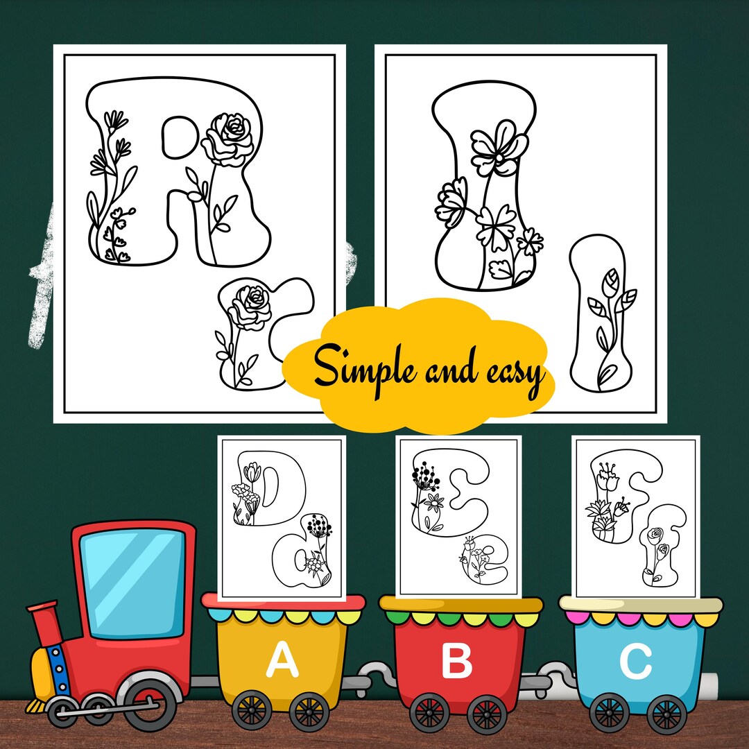 Floral Alphabet Coloring Pages (PDF) – Relaxing Flower Letter Art for ...