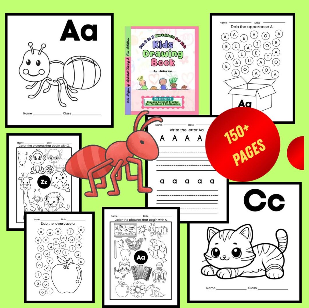 Alphabet Activity Drawing & Coloring Book for Kids | 150+ Pages | ABC ...