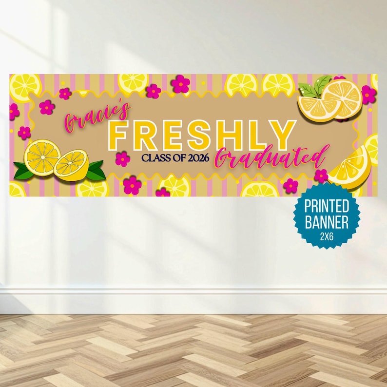 Freshly Graduated Banner 2x6 Ft | Graduation Party Backdrop | Class of ...