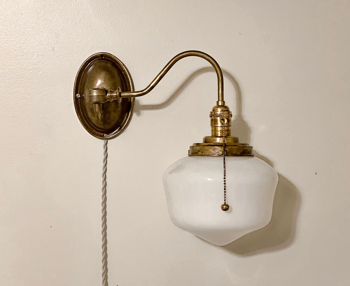 Wall Sconce Lamp With Schoolhouse Lamp Shade | Etsy