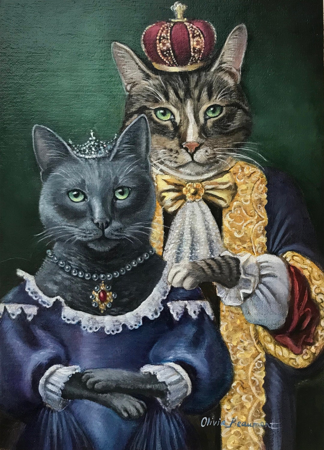Cat Duo Art Print - Royal Couple - Etsy