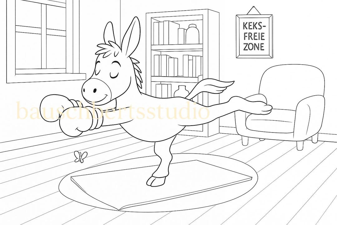 Coloring Page "mr. Donkey Doing Yoga" – Fun Coloring Page for Kids ...