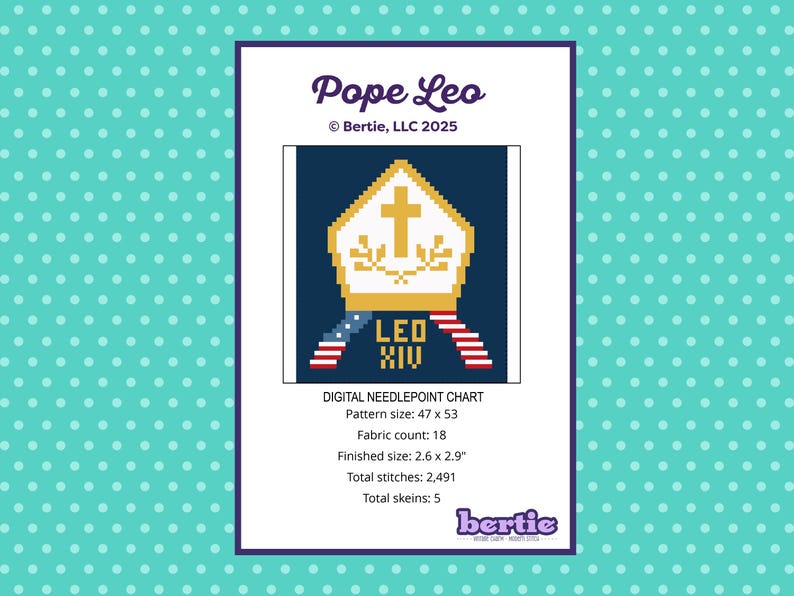Pope Leo XIV Needlepoint Chart for Ornament | Commemorative Religious ...