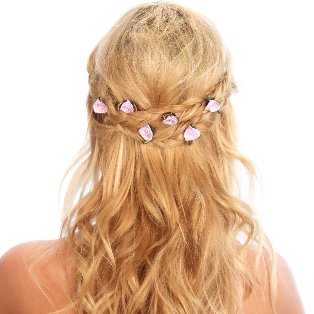 Satin Rose Bobby Pins: Floral Hair Pins, Set of 6 - Etsy