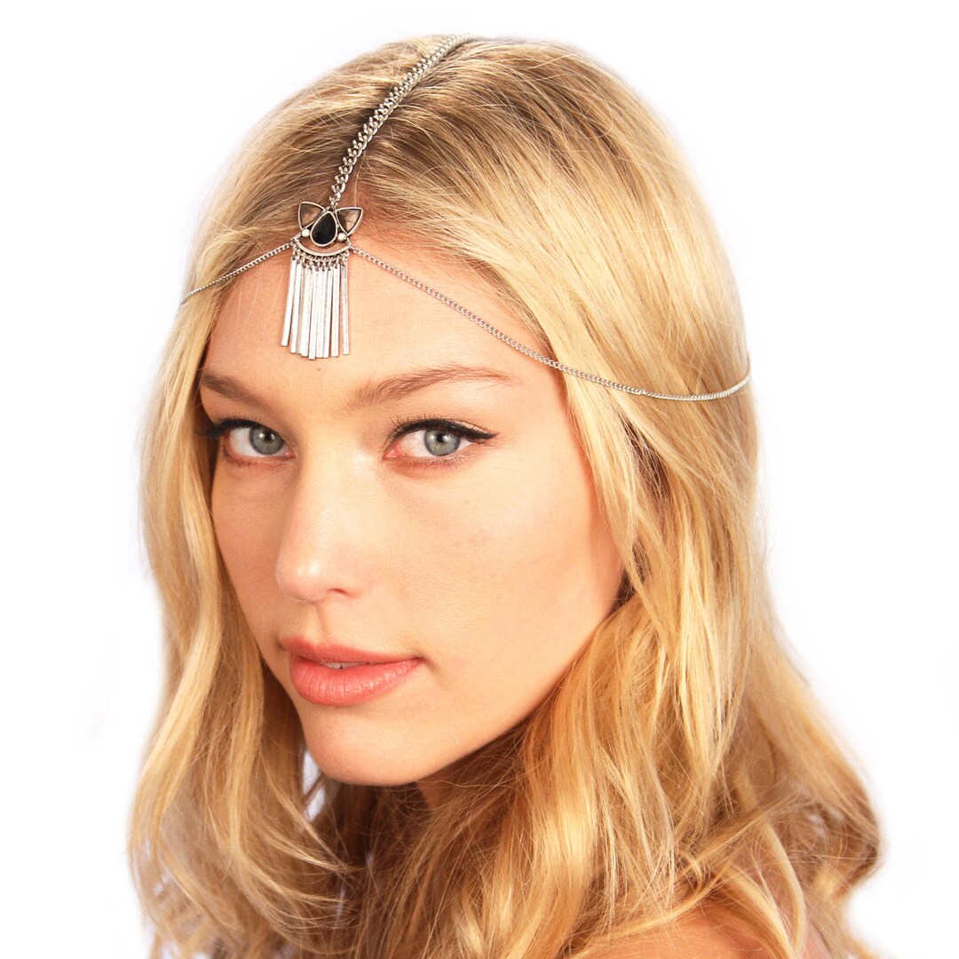 Boho Chain Headpiece / Silver Gypsy Headpiece / Boho Hair Jewelry ...