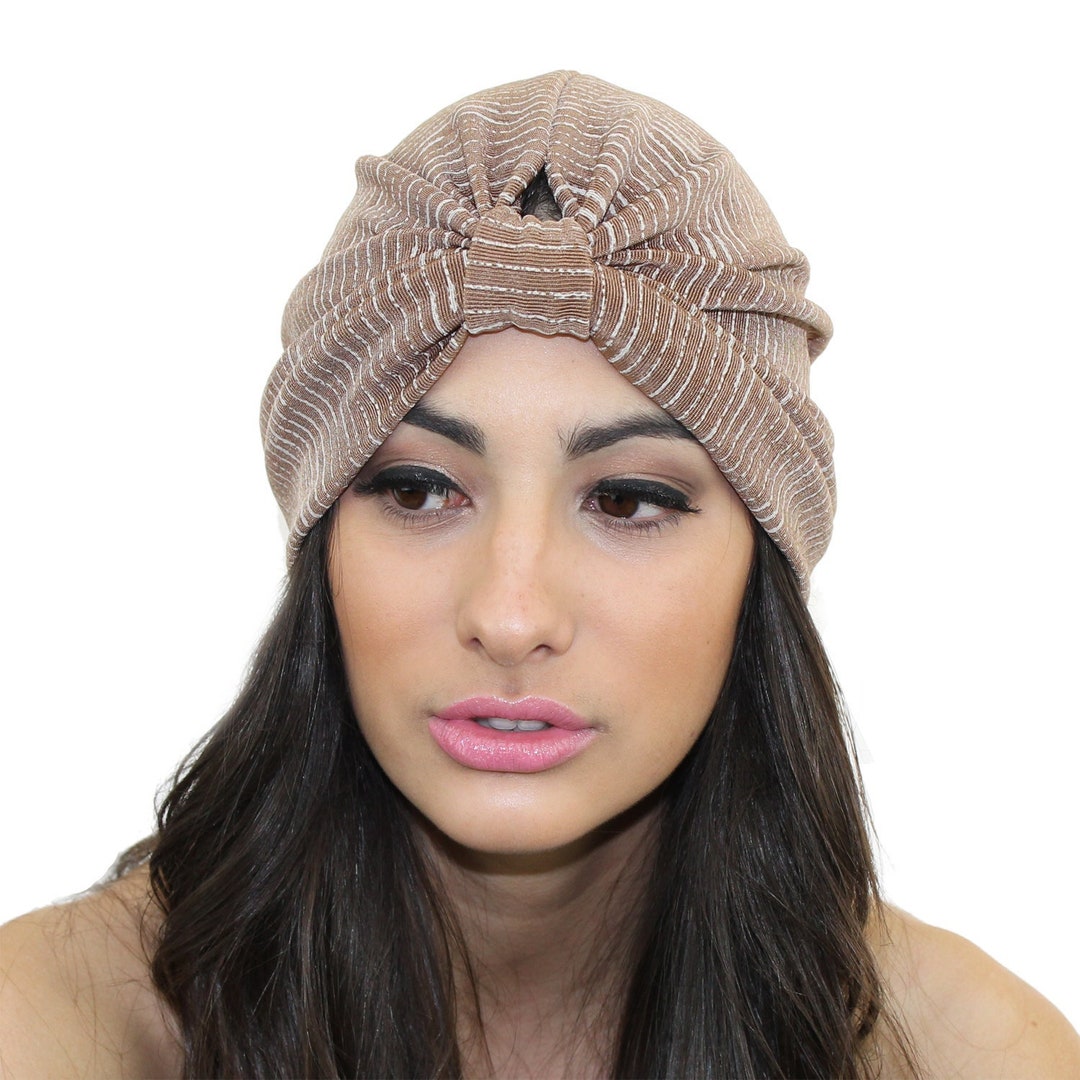 Slinky Full Turban / Nude Turban Headband /beige Knit Turban / Kristin ...