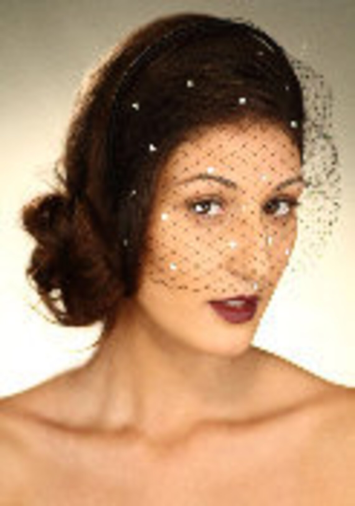 French Veil Netting Headpiece / Crystal Bridal Headband / Veil - Etsy