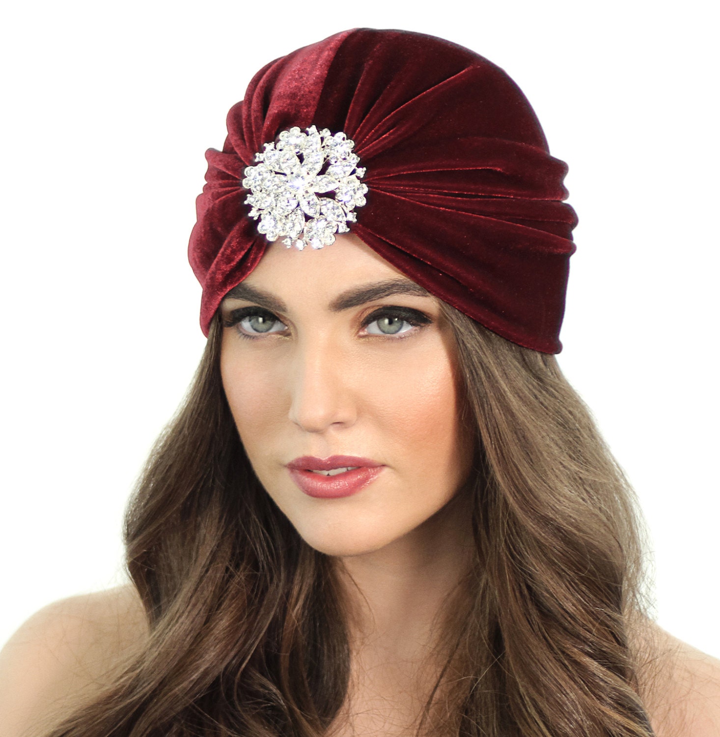 Velvet Crystal Turban / Formal Velvet Turban / Burgundy Velvet - Etsy