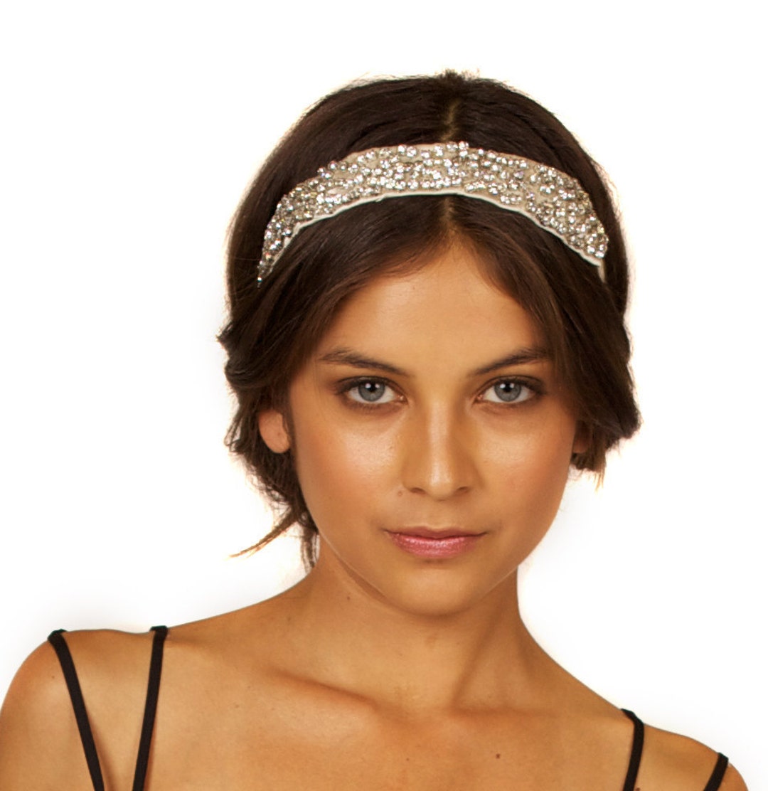 Rhinestone Bridal Headband, Bridal Hair Accessory, Beaded Bridal ...