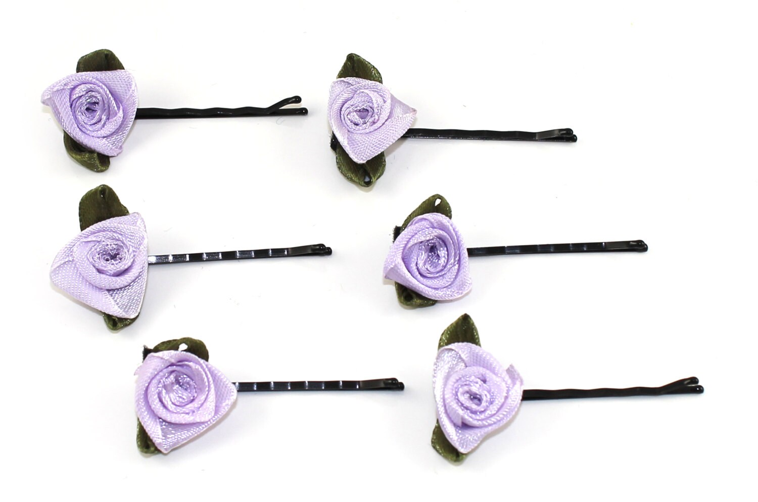 Satin Rose Bobby Pins: Floral Hair Pins, Set of 6 - Etsy