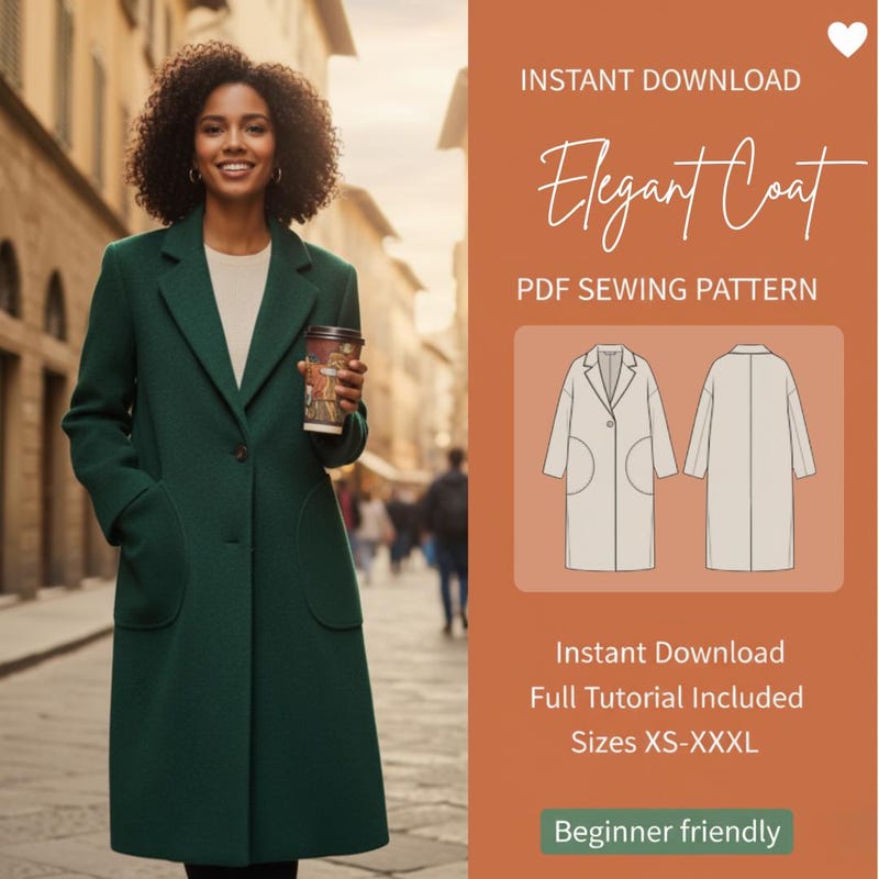 Long Coat Pattern - Etsy Canada