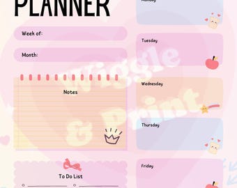 Pink Weekly Planner - Etsy