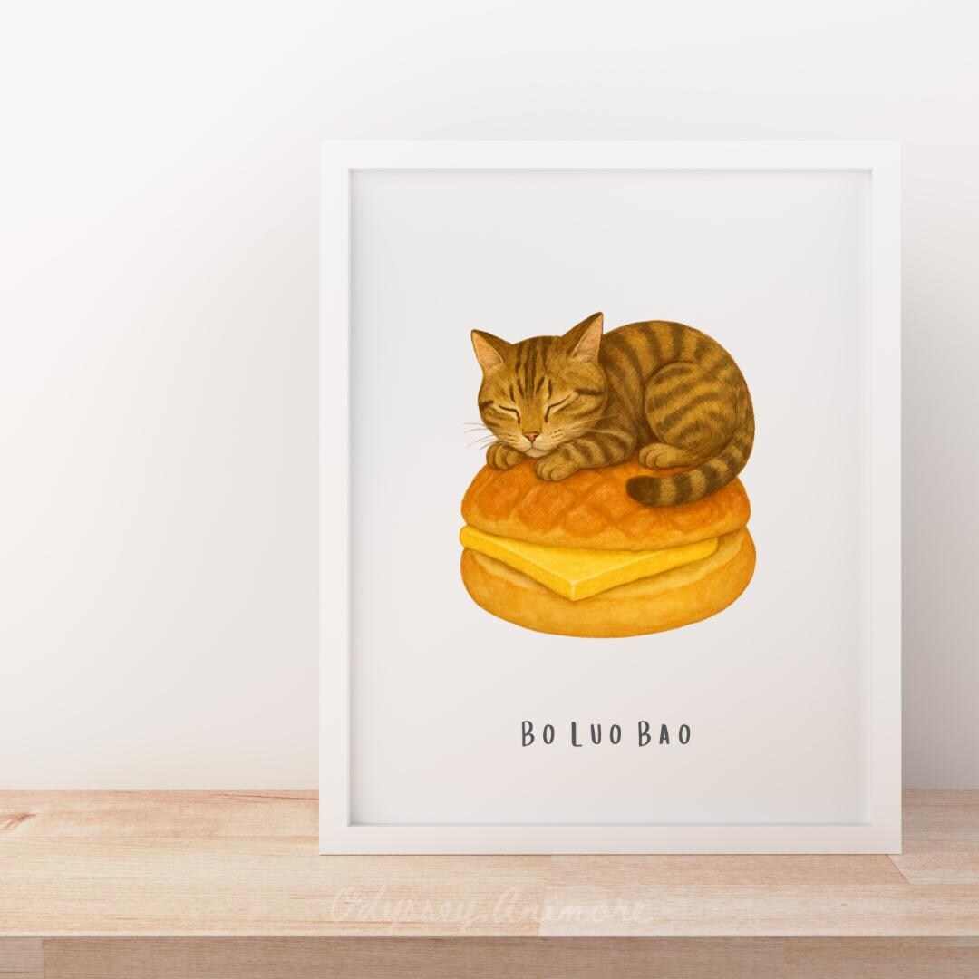 Hong Kong Food, Bo Luo Bao, 菠蘿包, Hong Kong Style, Illustration, Wall ...