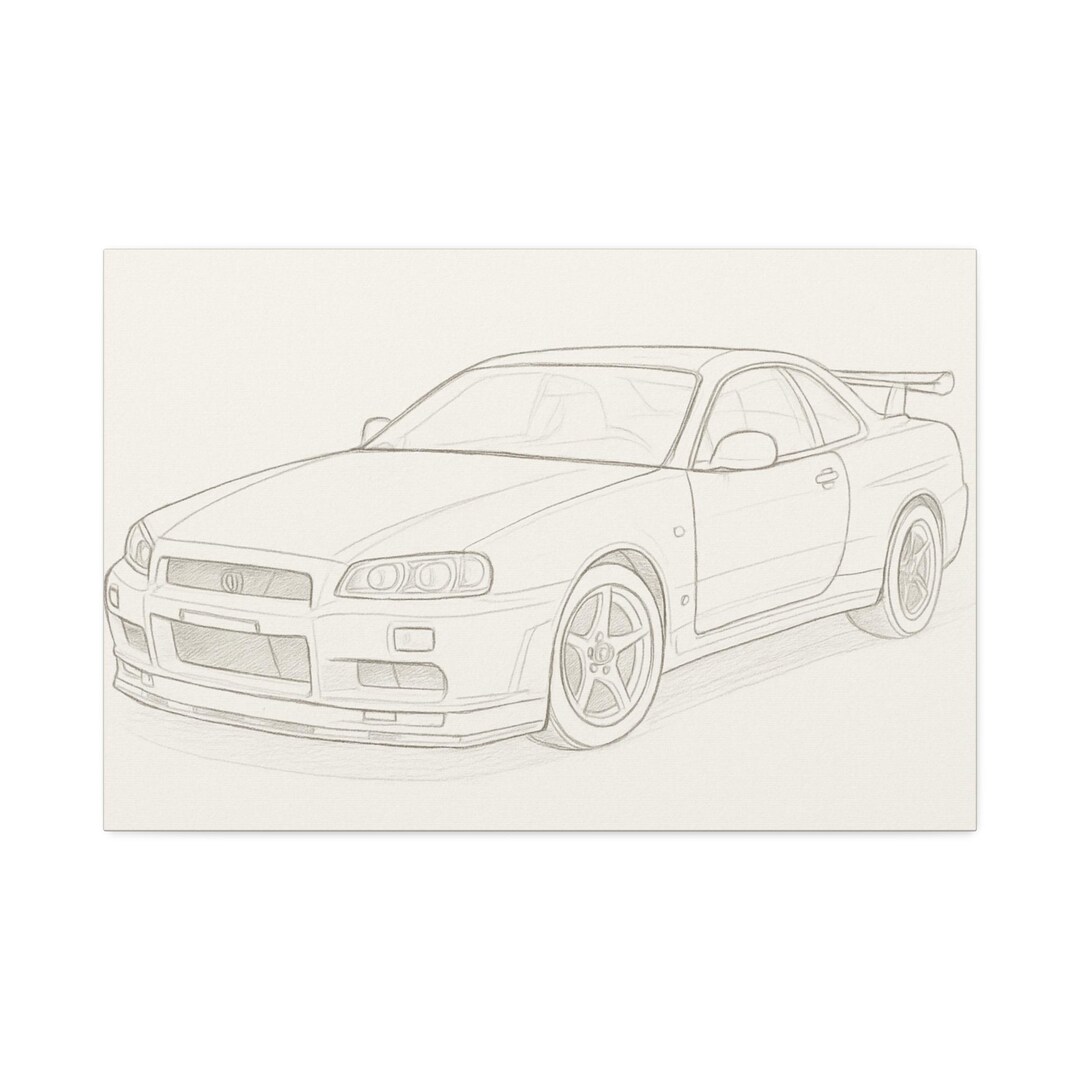 Nissan Skyline GT-R R34 Pencil Sketch - Printable Car Wall Art, JDM ...