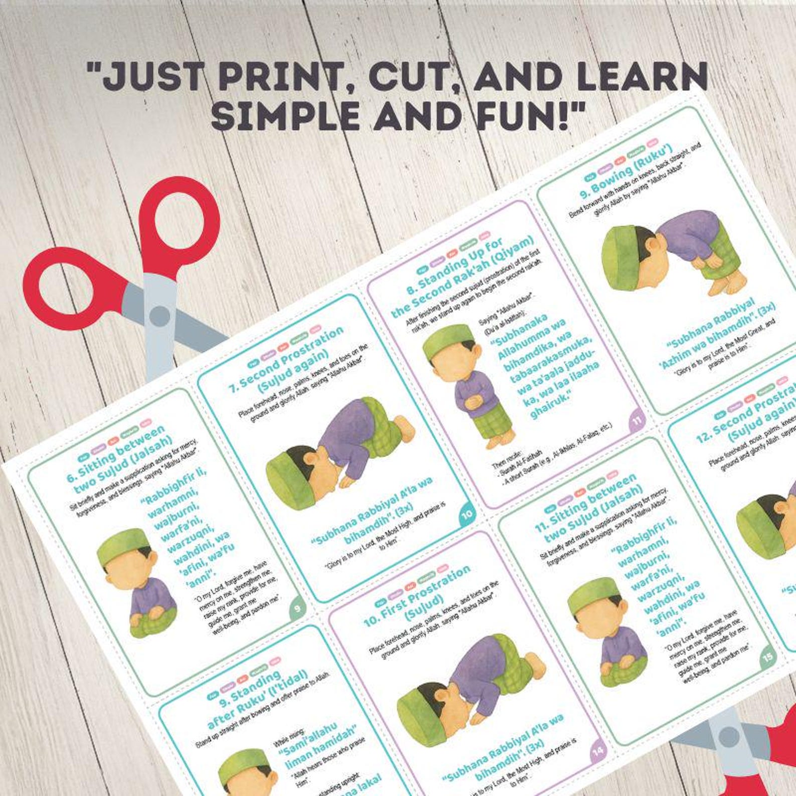 Islamic Prayer Flashcards for Kids – Salah Step-by-step Guide ...