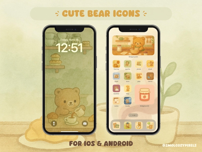 Cute Bear App Icons for Ios & Android – Pastel Phone Icons + Wallpapers ...