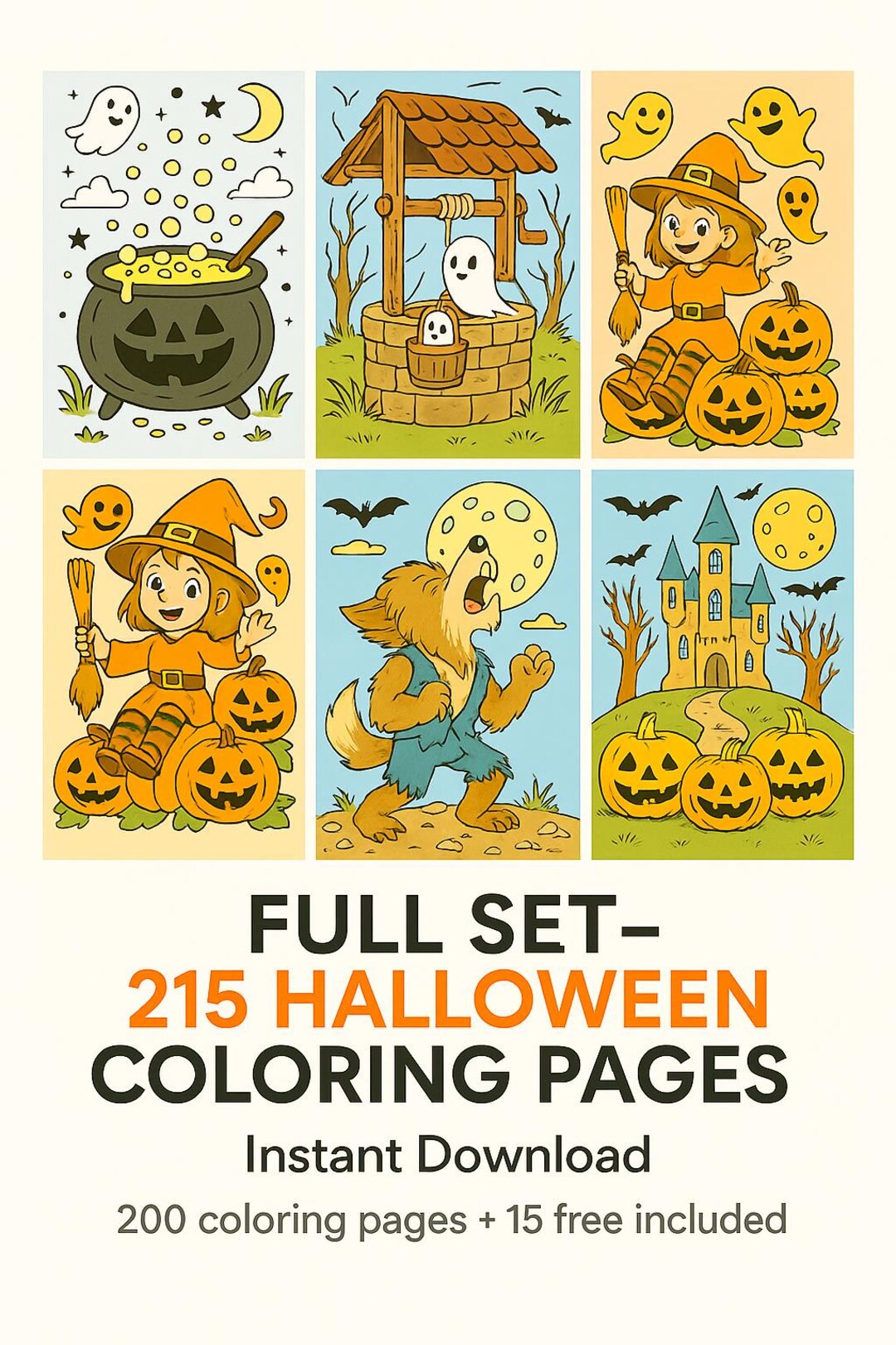 215 Halloween Coloring Pages Bundle Instant Download Kids Activity ...