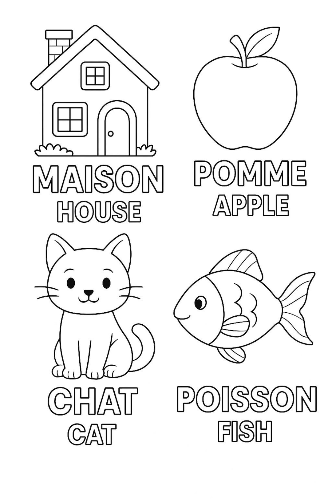 30 Bilingual Educational Coloring Pages | Learn French and English ...