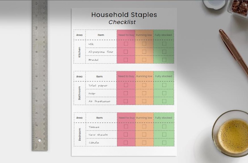 Printable Checklist for Household Items - Etsy