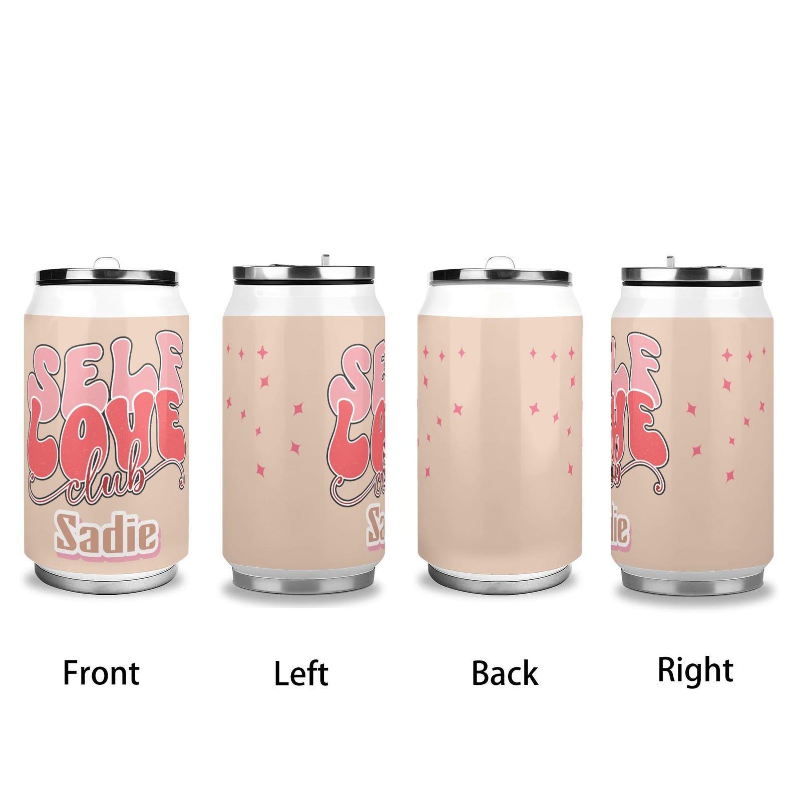 Self Love Personalized Name Stainless Steel Cola Soda Can Shaped Coke ...