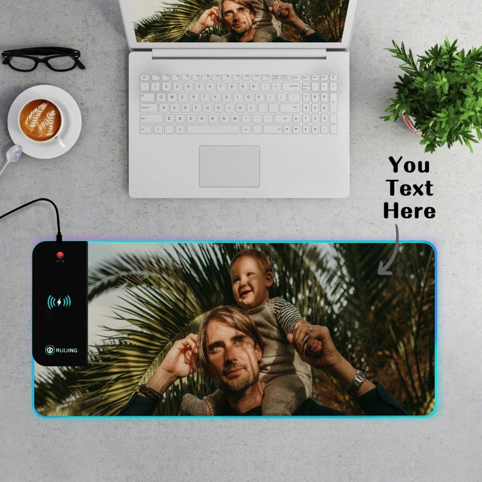 RGB Gaming Mouse Pad: Wireless Charger, Custom LED Color - Etsy