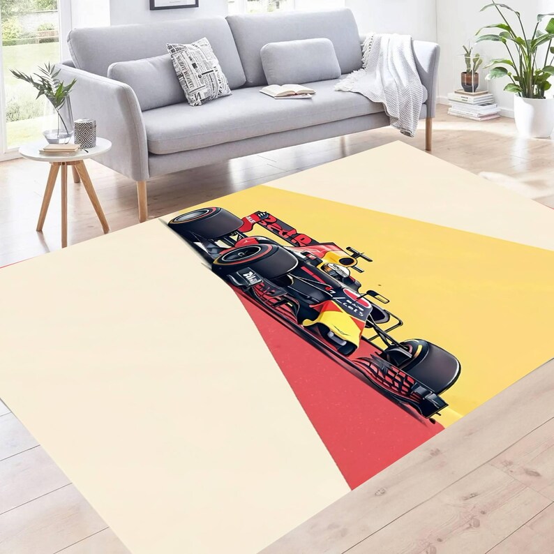 Formula Style Racing Car Rug, Minimal Speed Art Carpet, Modern ...