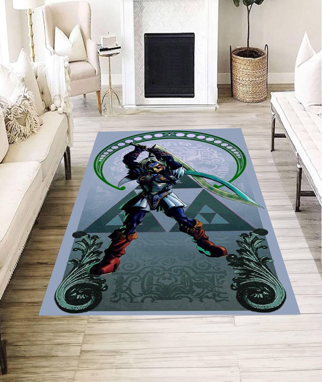 Epic Warrior Rug, Fantasy Sword Hero Carpet, Gamer Room Floor Mat ...