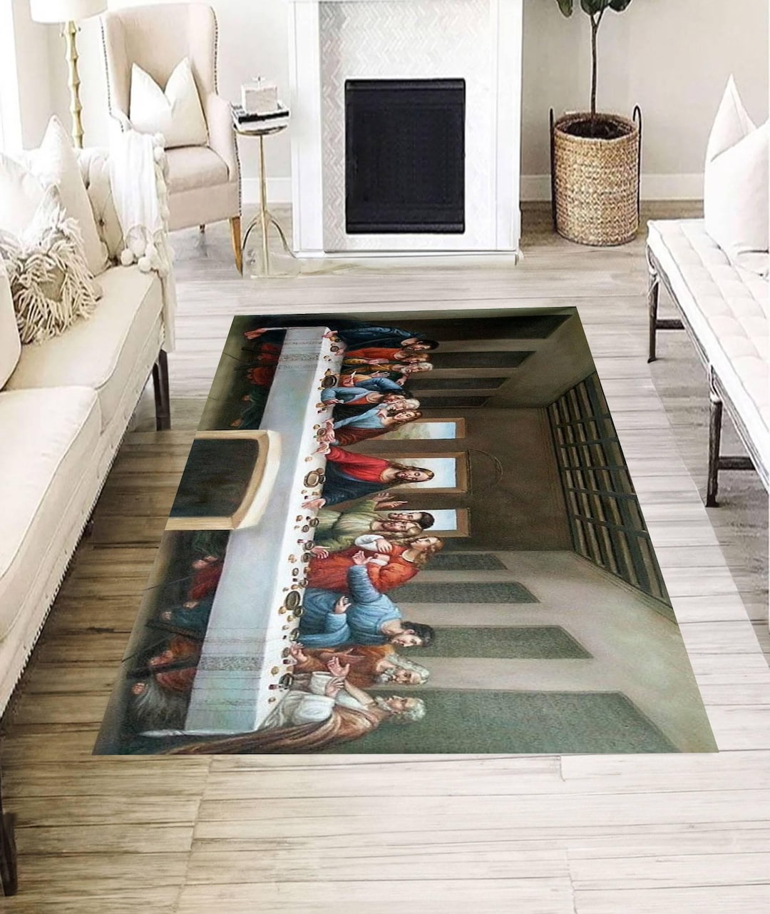 Renaissance Art Floor Rug, Classic Sacred Scene Carpet, Historical ...